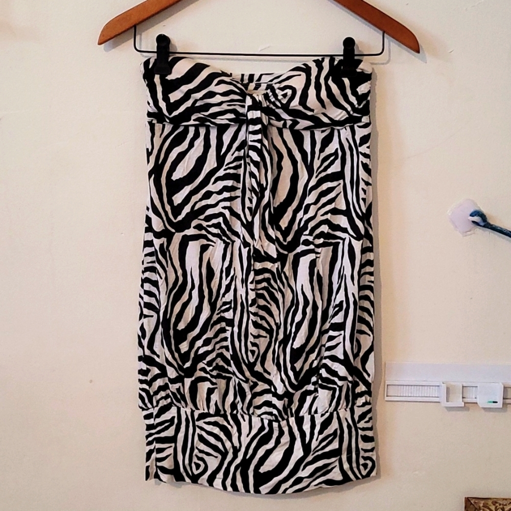 Early 2000s Vintage Forever 21 Strapless Zebra Print … - Gem